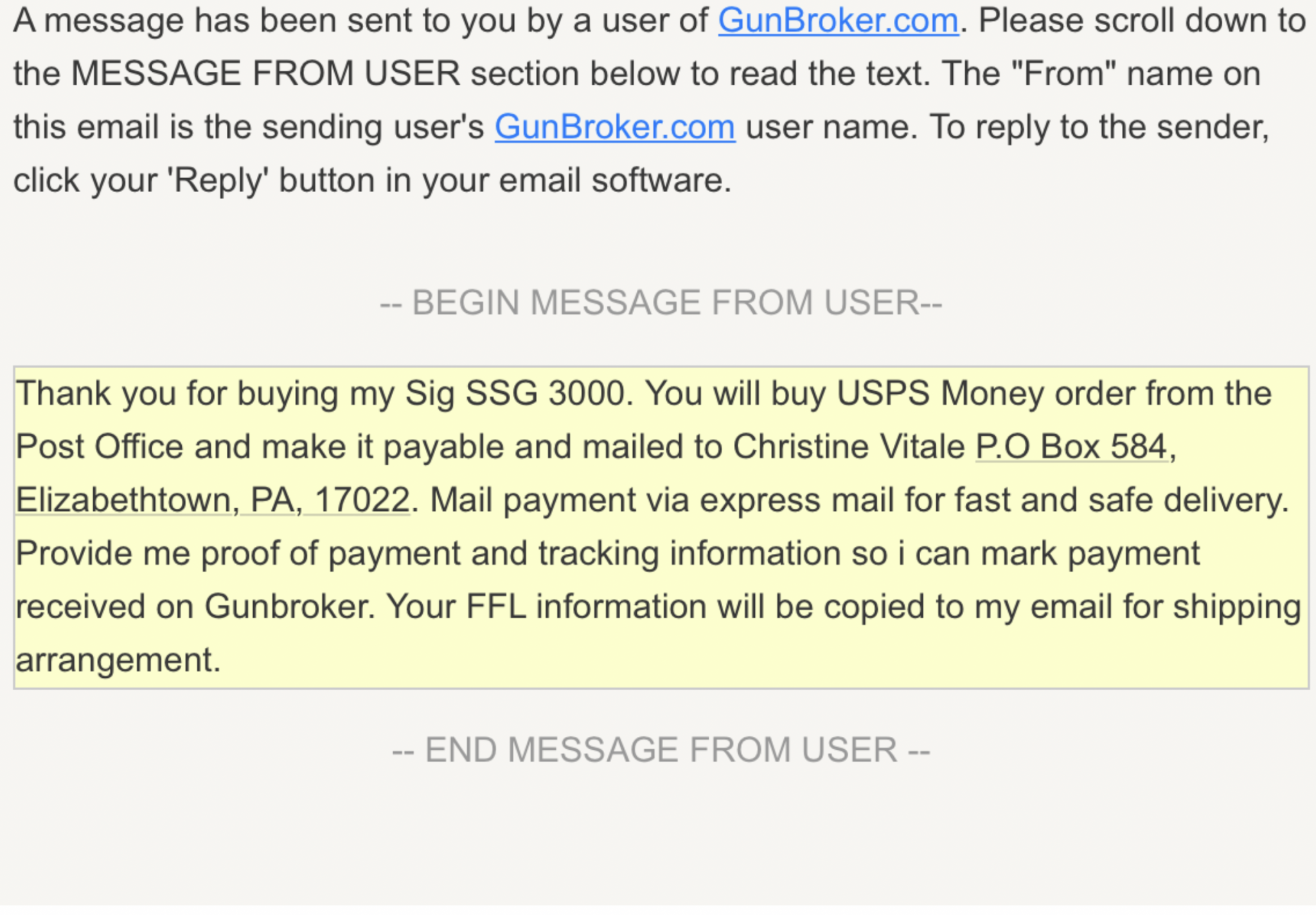 Gunbroker Scammer Let s Mess With Them Sniper s Hide Forum